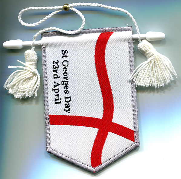 St Georges Day Double Sided Woven Pennant - Jacquard Woven Badge Limited